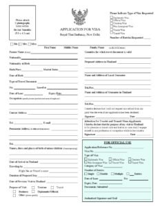 Thailand VISA Form - THE ROYAL ESCAPE